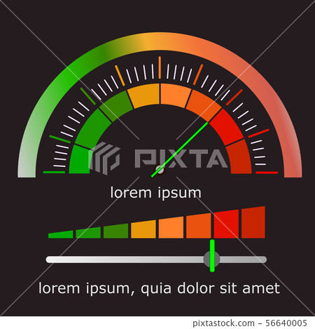 Meters Scale from green to red with arrow and - Stock Illustration ...