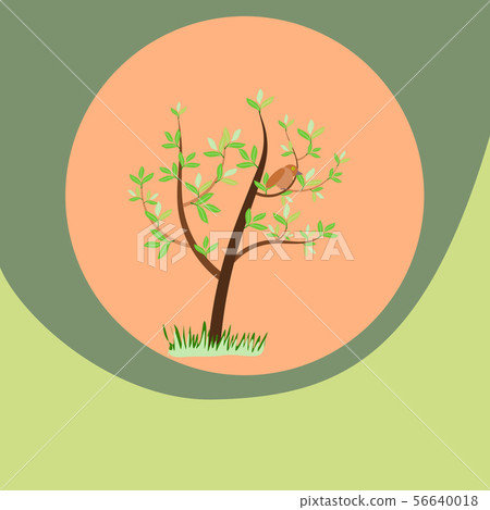 Green tree with bird on background vector - Stock Illustration ...