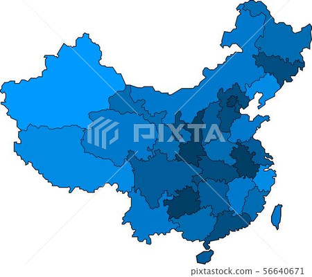 Blue outline China map on white background. - Stock Illustration ...