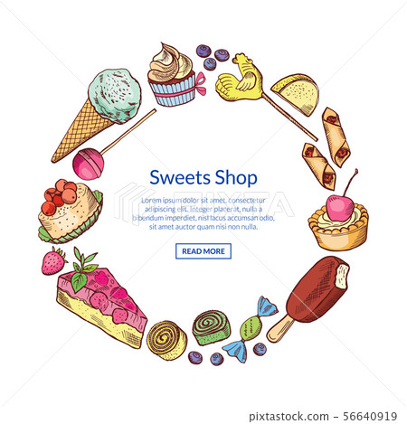 Vector hand drawn sweets circle concept - Stock Illustration [56640919 ...