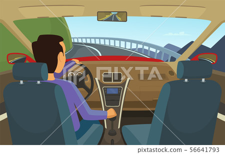 Driver inside his car. Vector illustration in... - Stock Illustration ...