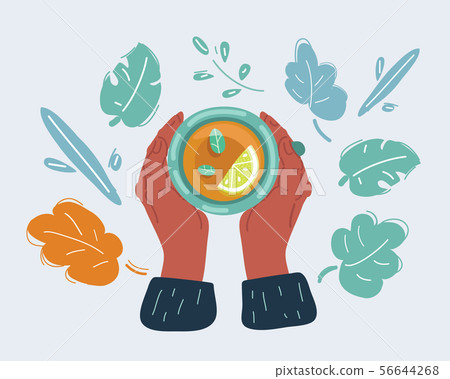 Human hands hold a cup of tea - Stock Illustration [56644268] - PIXTA