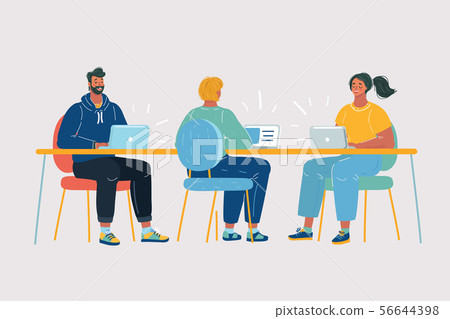 Team with four people working - Stock Illustration [56644398] - PIXTA