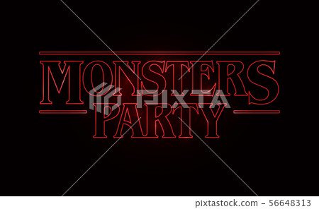 Monster Party text, Halloween word 80's style - Stock Illustration ...