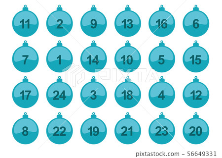 blue christmas ball advent calendar on white... - Stock Illustration ...