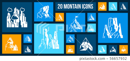 Mountain nature landscape high peak vector icons-插圖素材 [56657932] - PIXTA圖庫