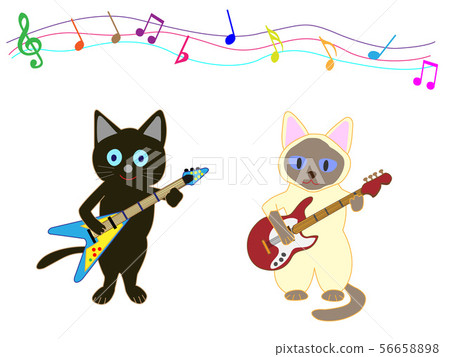Cat concert. A cat sings or plays a musical... - Stock Illustration ...