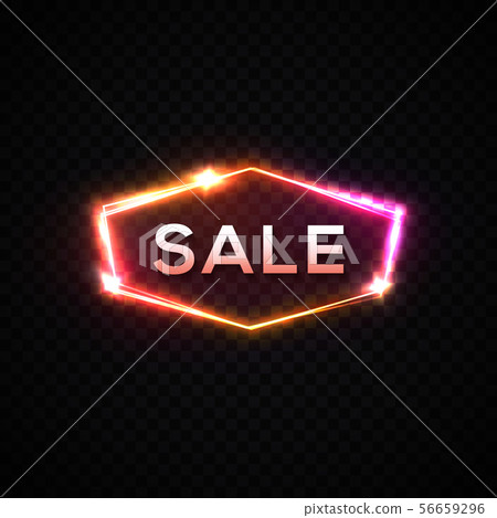 Sale glowing neon sign on transparent... - Stock Illustration [56659296 ...