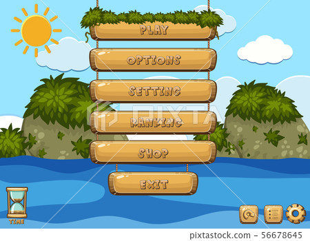 Game design with ocean in background - Stock Illustration [56678645 ...