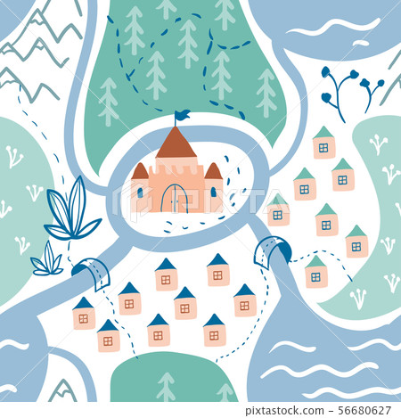 Seamless pattern: cartoon map - Stock Illustration [56680627] - PIXTA