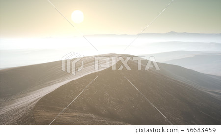 Red Sand Desert Dunes in Fog - Stock Illustration [56683459] - PIXTA