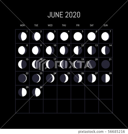 Moon phases calendar for 2020 year. June. Night - Stock Illustration ...