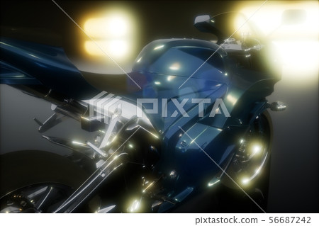 moto sport bike in dark studio with bright lights - Stock Illustration ...