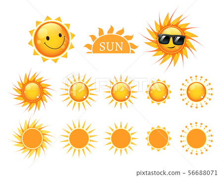 Illustration set of the sun_solid_flat - Stock Illustration [56688071 ...