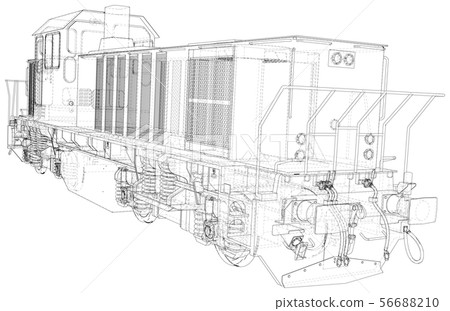 Train. Technical wire-frame. Vector rendering... - Stock Illustration ...
