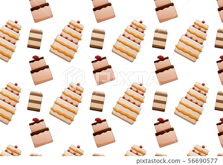 Pattern with different cakes on white background - Stock Illustration ...