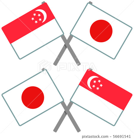 Singapore and Japan Flag - Stock Illustration [56691541] - PIXTA