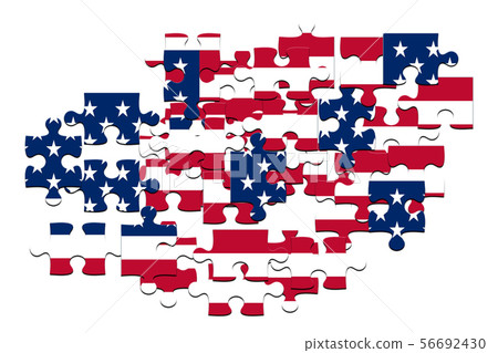 Jigsaw Puzzles with Flag USA - Stock Illustration [56692430] - PIXTA