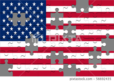 Jigsaw Puzzles with Flag USA - Stock Illustration [56692435] - PIXTA
