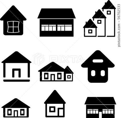 House Icons. Sticker Design. Vector Illustration - Stock Illustration ...