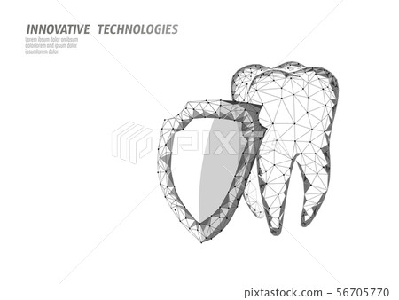 Low poly tooth protection medical concept.... - Stock Illustration ...