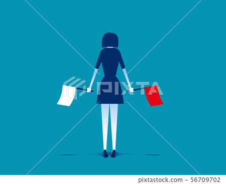 Businesswoman waving the flags. Concept business - Stock Illustration ...