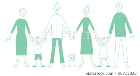 Line drawing 3 generation family - Stock Illustration [56715026] - PIXTA