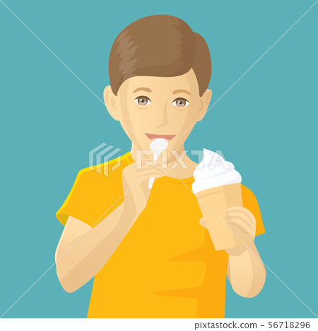 Vector boy eating ice-cream - Stock Illustration [56718296] - PIXTA