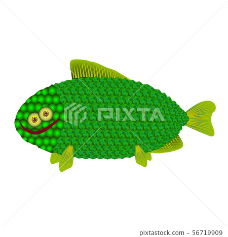Fun funny green fish. Vector. - Stock Illustration [56719909] - PIXTA