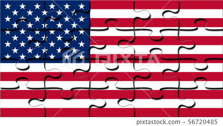 Jigsaw Puzzles with Flag USA - Stock Illustration [56720485] - PIXTA