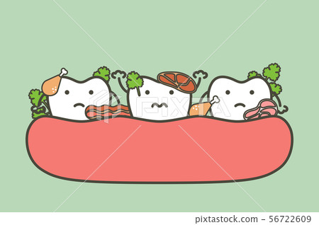 meat and vegetable stuck in teeth - Stock Illustration [56722609] - PIXTA