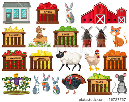 Large set of isolated farm objects - Stock Illustration [56727767] - PIXTA