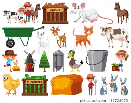 Large set of isolated farm objects - Stock Illustration [56728070] - PIXTA