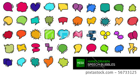 Set of hand drawn chat communication balloons,... - Stock Illustration ...