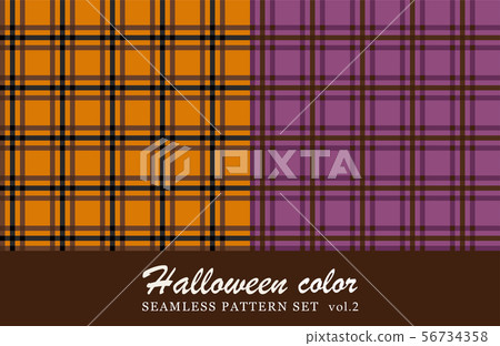 Tartan check seamless pattern set Halloween image - Stock Illustration ...