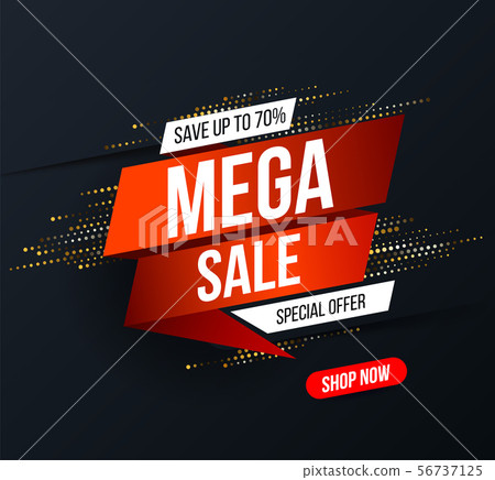 Mega sale banner with gold halftone. - Stock Illustration [56737125 ...