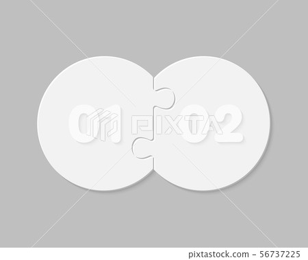 Two pieces puzzle circles line info graphic. - Stock Illustration ...