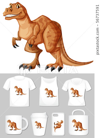 Graphic of t-rex on different types of product - Stock Illustration ...