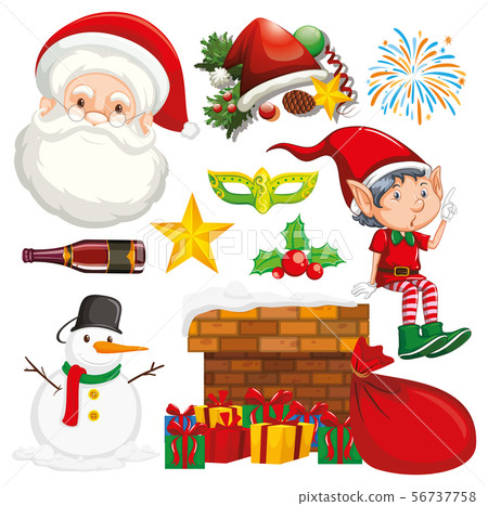 Set of isolated objects of christmas theme - Stock Illustration ...