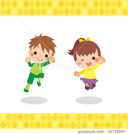 Long-sleeved kids that jump well [diamond frame] - Stock Illustration ...
