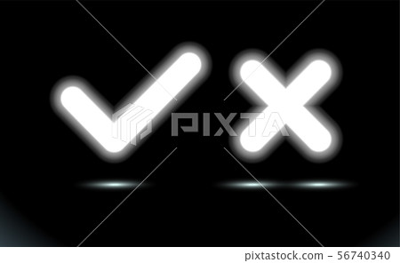 Glowing white lamp checkmark and crosshair LED - Stock Illustration ...
