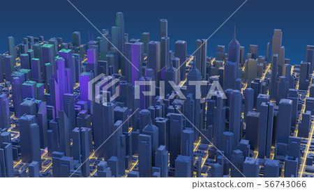 City 3d rendering. Techno mega city skyscrapers - Stock Illustration ...