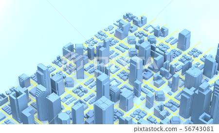 City 3d rendering. Techno mega city skyscrapers - Stock Illustration ...