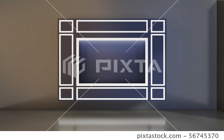 Showcase with lights for samples product. 3D... - Stock Illustration ...