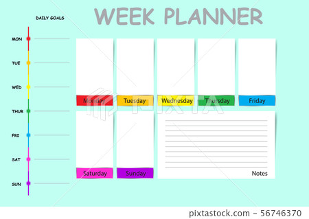 Weekly planner with timeline, place for daily - Stock Illustration ...