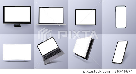 3d isometric set device. Smartphone, PC, laptop - Stock Illustration ...