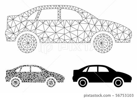 Sedan Car Vector Mesh Network Model and... - Stock Illustration ...
