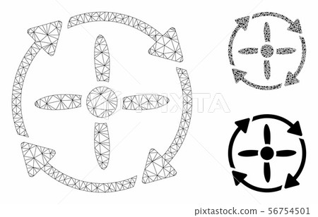 Rotor Vector Mesh Wire Frame Model and Triangle... - Stock Illustration ...