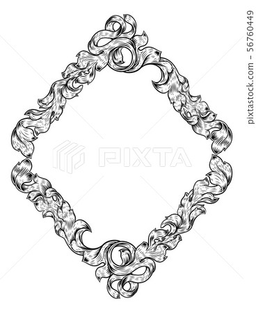 Filigree Heraldry Leaf Pattern Floral Border Frame - Stock Illustration ...