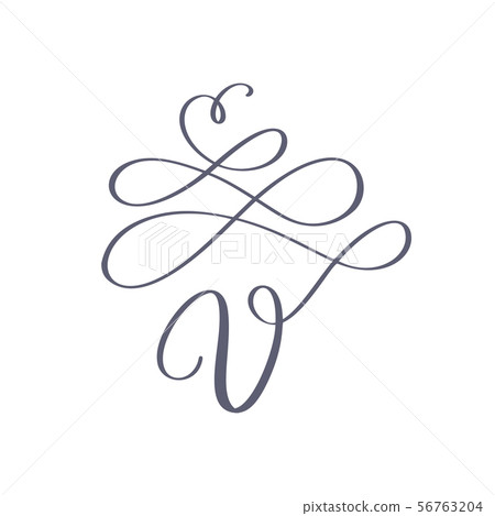 Vector Hand Drawn calligraphic floral V... - Stock Illustration ...